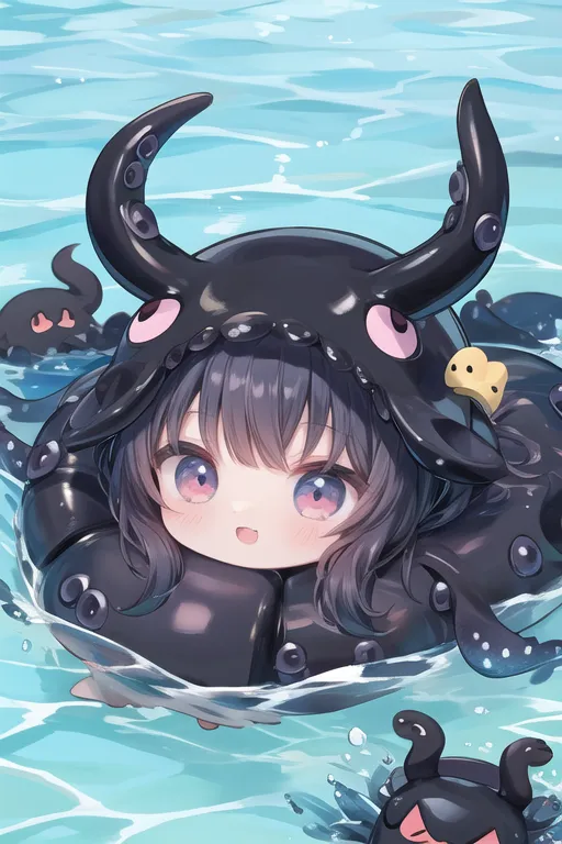 AI art Swimming cutely was generated from the prompt A very cute chibi ...